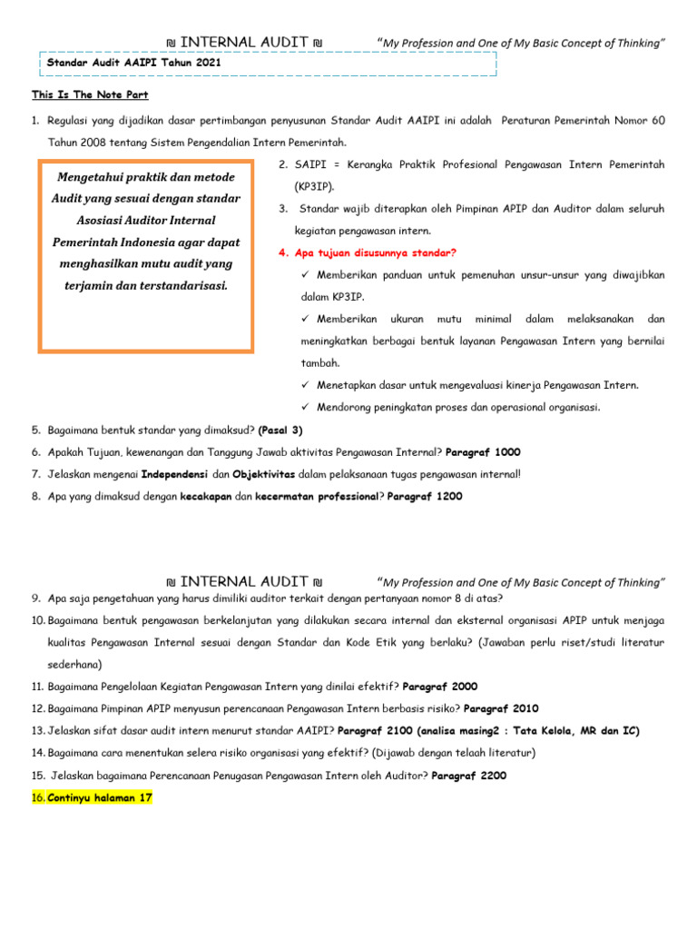 Standar AUDIT AAIPI 2021, 11-04-22 | PDF | Bisnis