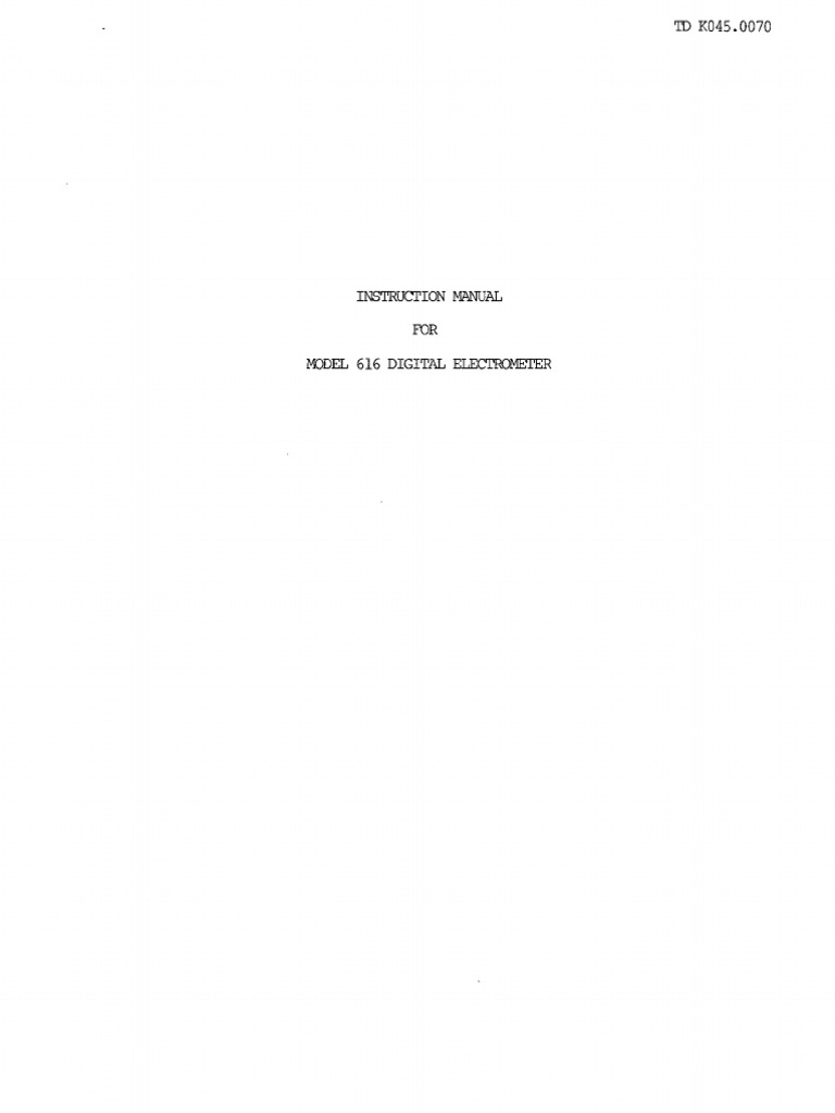Keithley Model 616 Electrometer | PDF