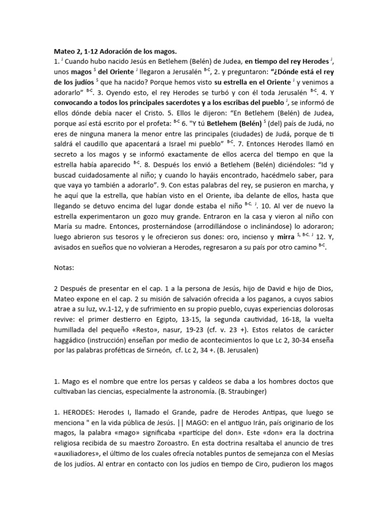 Mateo 2, 1-12 Adoración de Los Magos. | PDF | Jesús | Herodes el grande