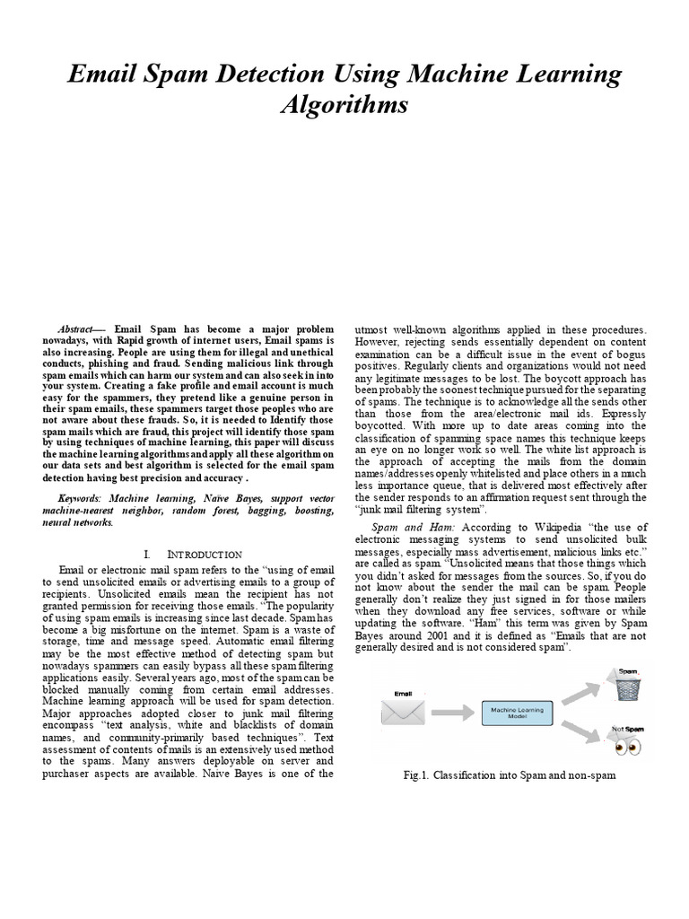 Research Paper Emaildetection | PDF | Email Spam | Learning