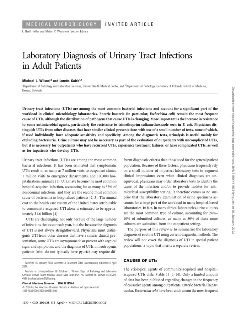 Laboratory Diagnosis of Urinary Tract Infections | Download Free PDF ...
