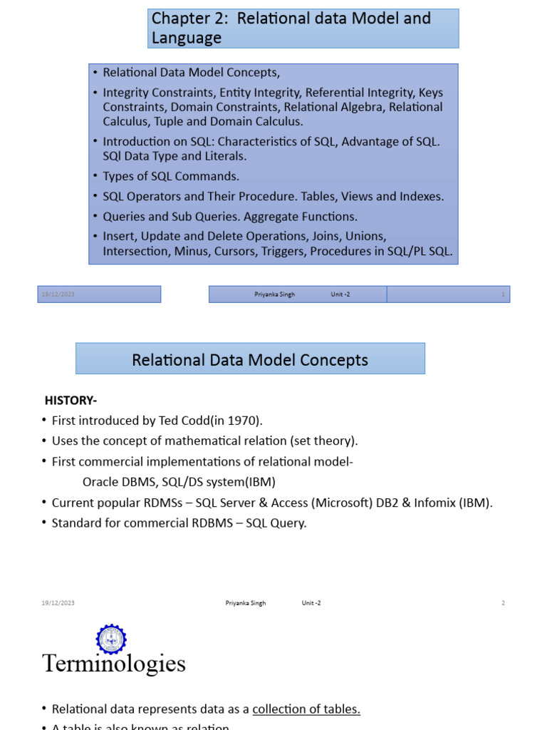 Unit 2 | PDF | Relational Database | Sql