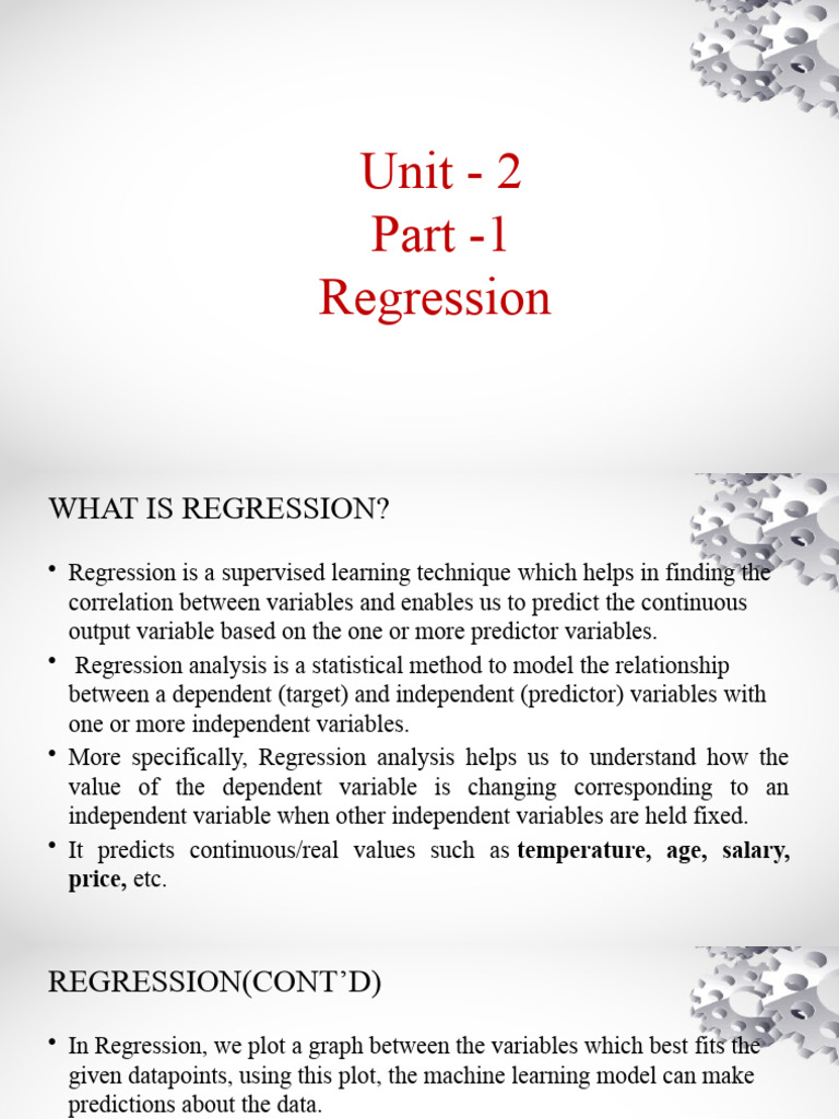 Unit 2linear Regression Bayesian Learning | PDF | Regression Analysis | Dependent And ...