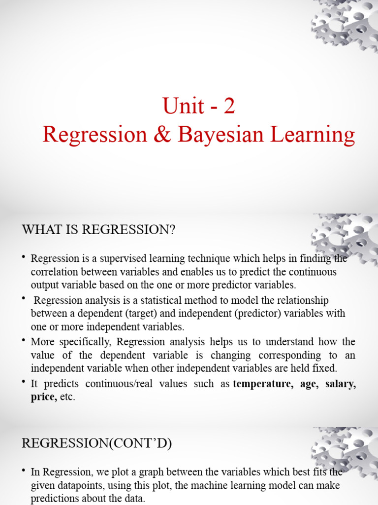 Unit 2linear Regression Bayesian Learning | PDF | Bayesian Network | Regression Analysis