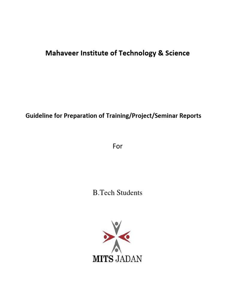 Guidelines For UG Training Project Seminar Report Format | PDF