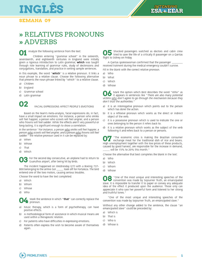 Adverbs e Pronome Relativo-1 | PDF | Language Mechanics | Syntax
