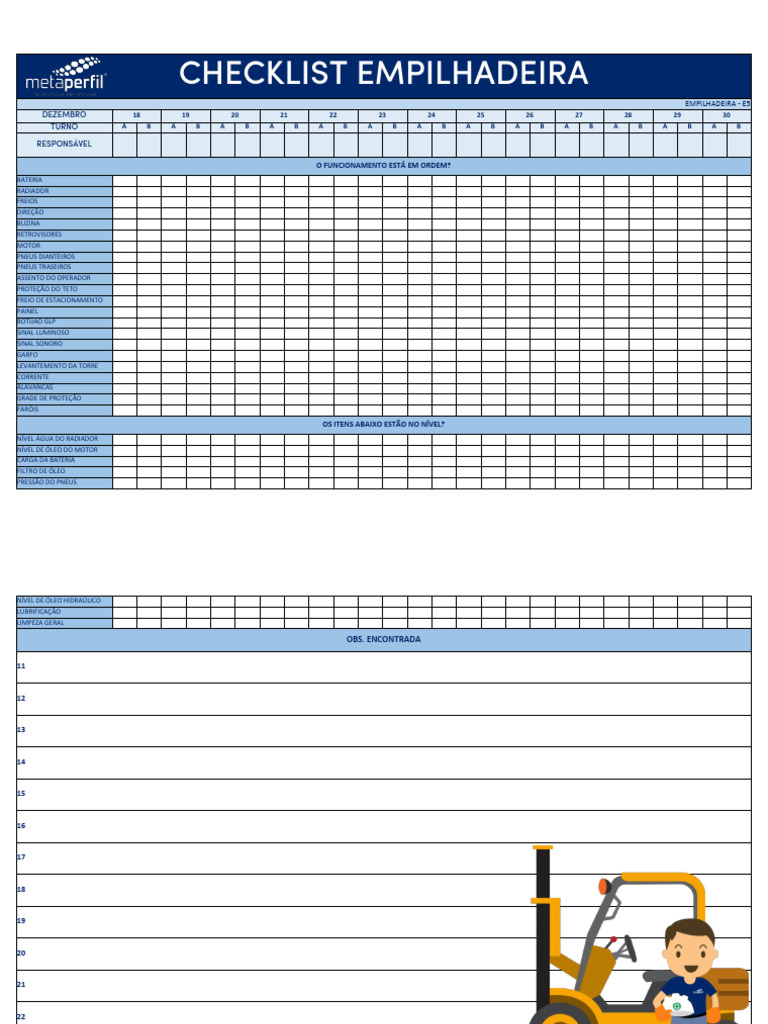 Checklist Empilhadeira | PDF Checklist Empilhadeira | PDF