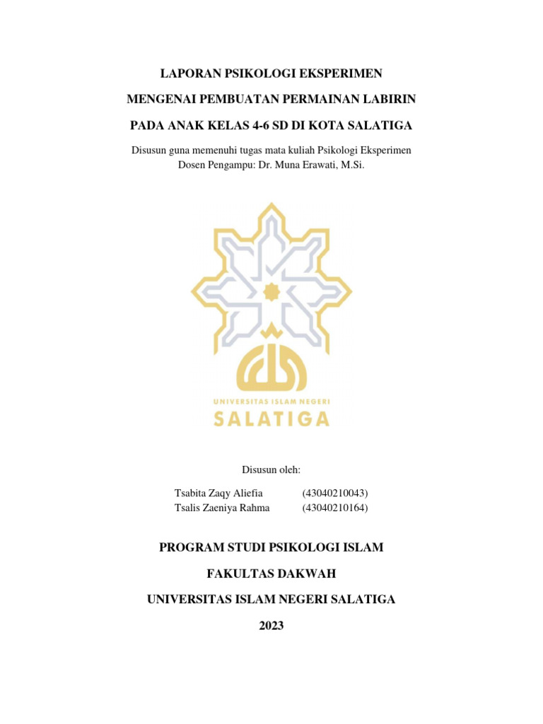 Laporan Psikologi Eksperimen Labirin Fix | PDF