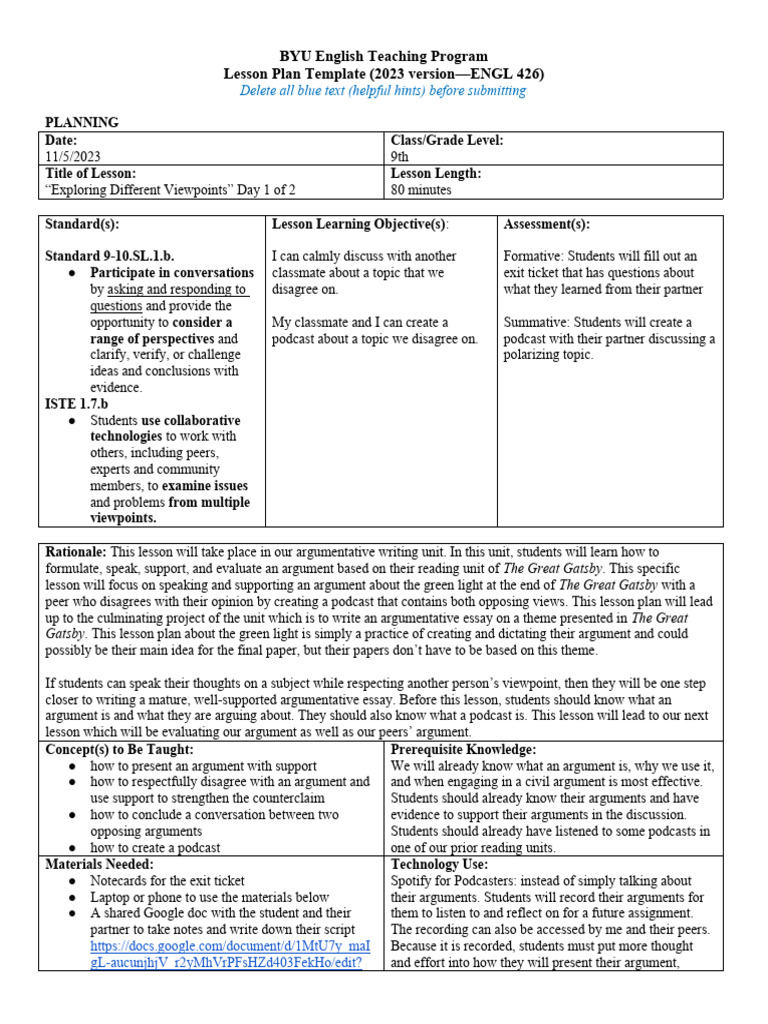 Lesson Plan 3 1 | PDF | Lesson Plan | Spotify