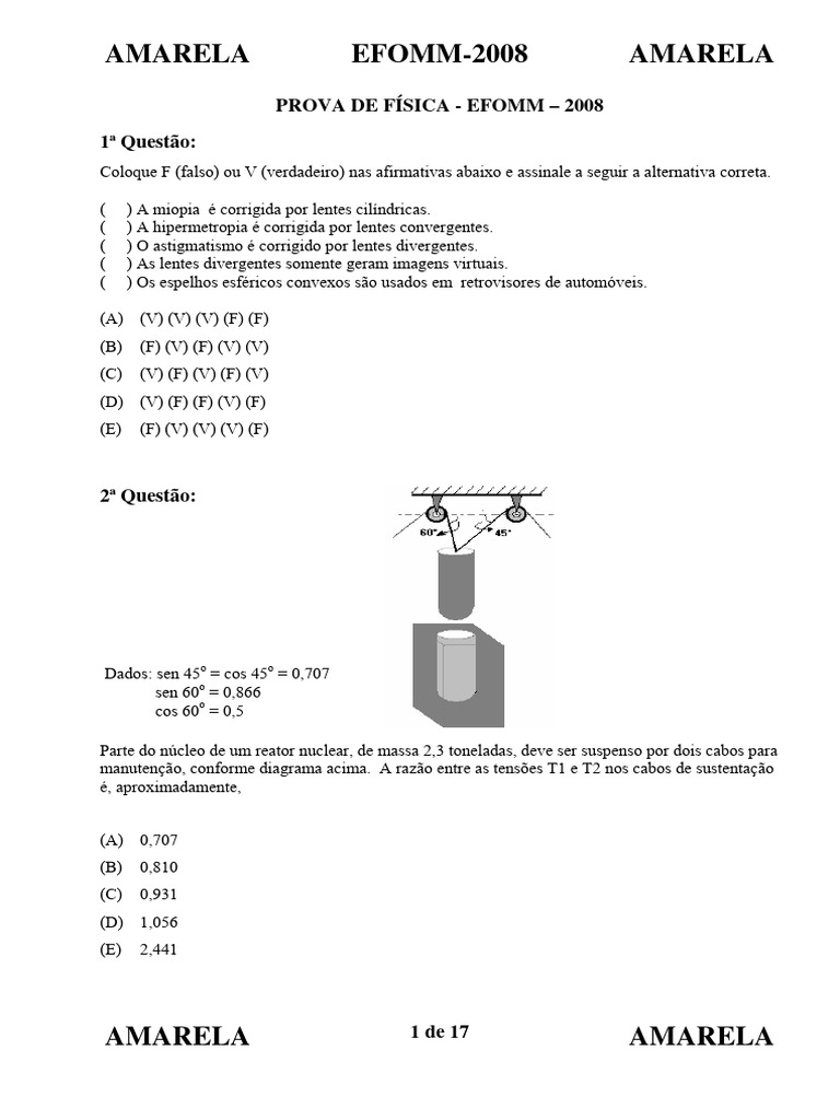 Provas Anteriores Efomm 2008 | PDF | Magnetismo | Engenharia Elétrica