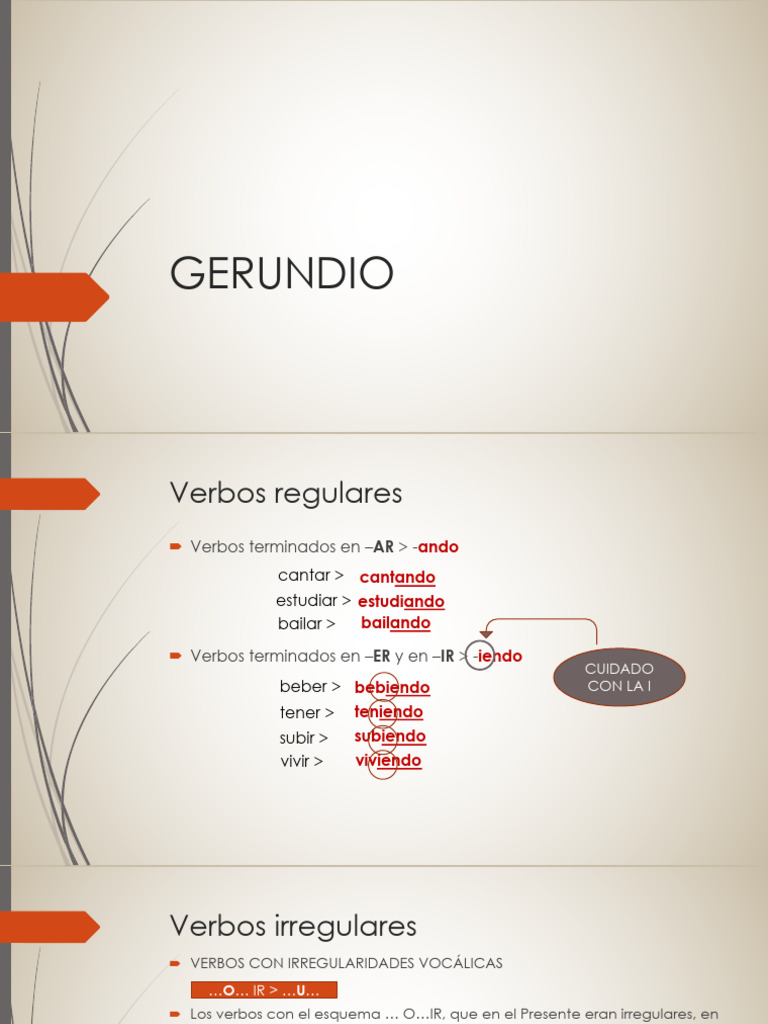 GERUNDIO Verb | PDF | Sintaxis | Mecánica del lenguaje