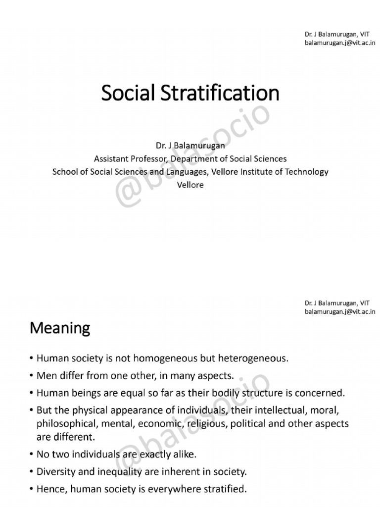 7-Unit - 7 Social Stratification - Meaning-31-10-2023 | PDF