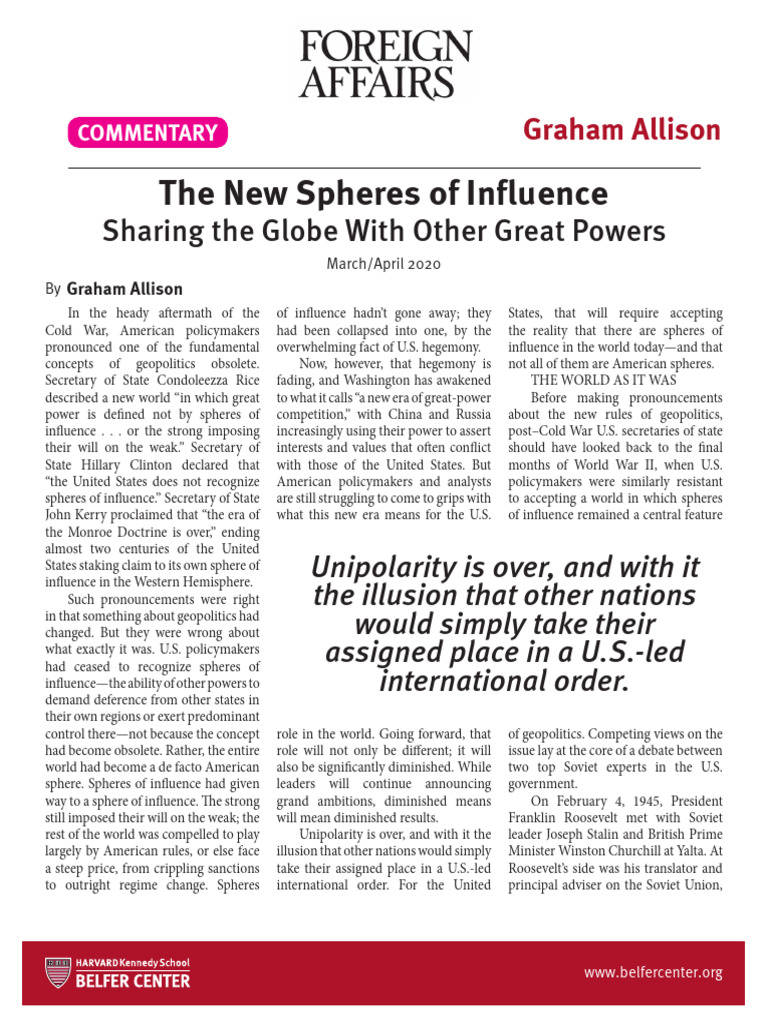 New Spheres of Influence Post-Cold War | PDF | Cold War | China