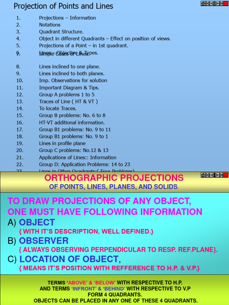 Orthographic Projections of Points and Lines | PDF