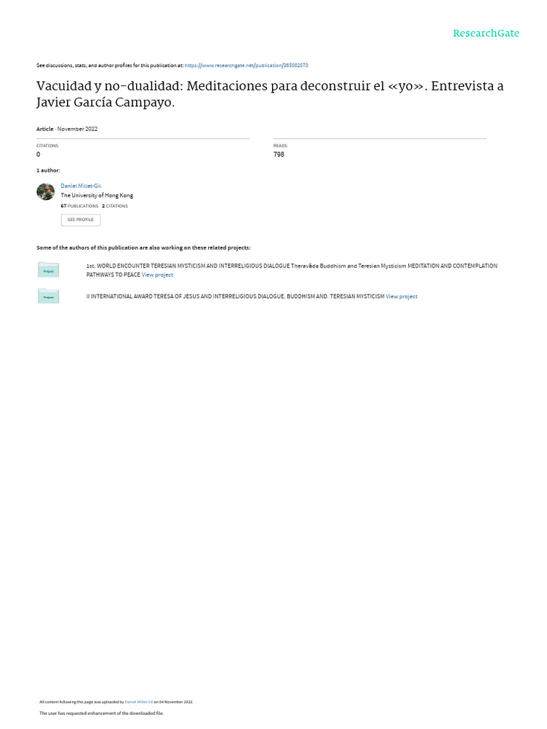 Vacuidad y No Dualidad Meditaciones para | PDF | Śūnyatā | Atención plena