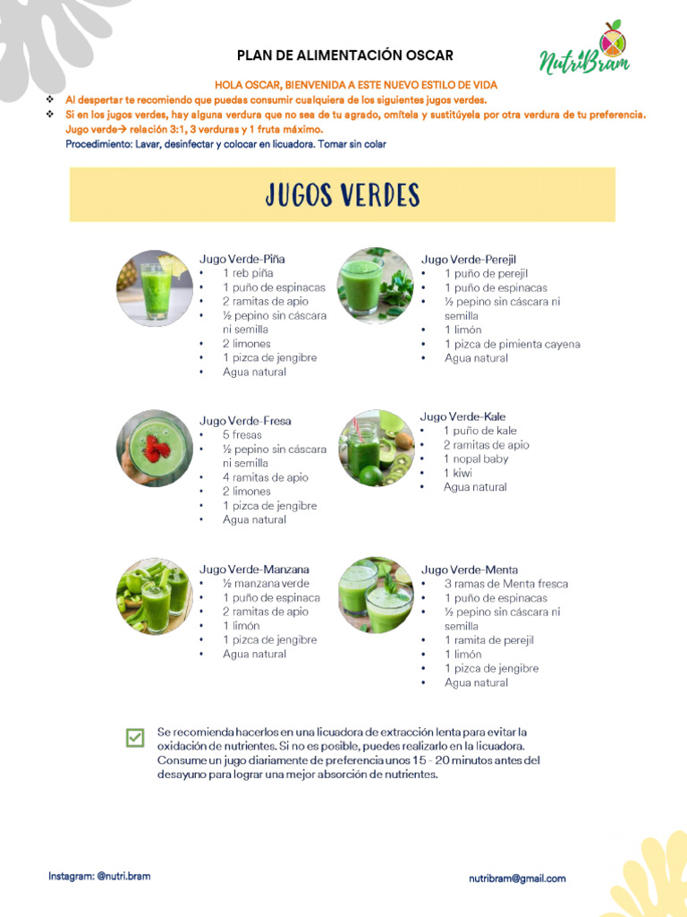 Plan de Alimentación Bajar de Peso | PDF | ensalada | Vegetales