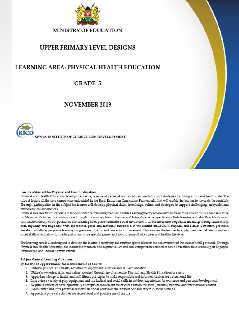 Grade 5 Curriculum Designs - Pe | PDF | Learning | Health Education