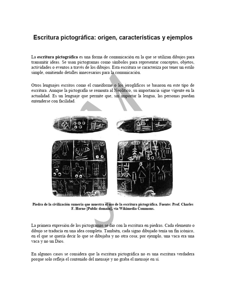 Escritura pictográfica HISTORIA | PDF | Escritura | Comunicación humana