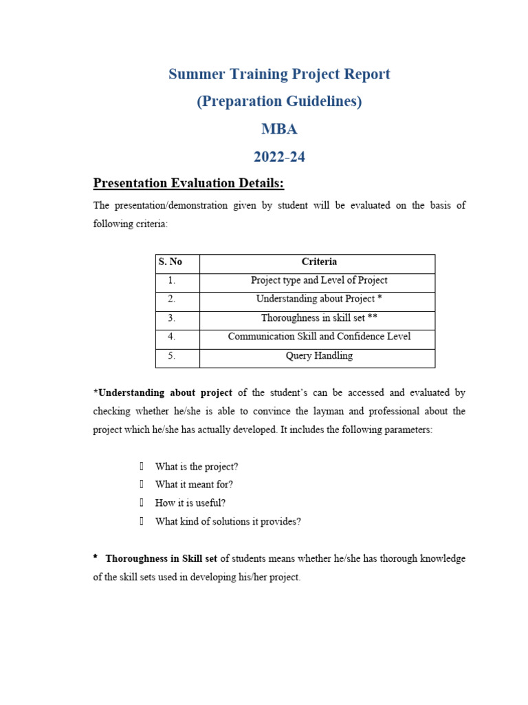 MBA Summer Project Report Guide | PDF | Methodology