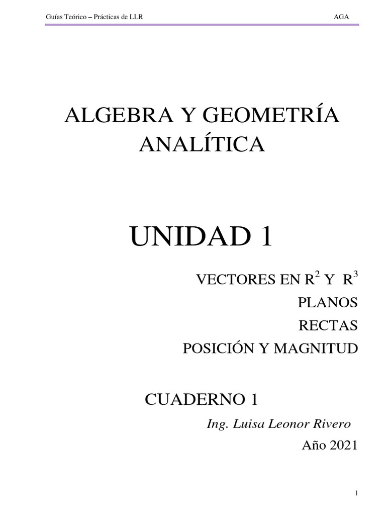 Unidad 1 Vectores en R2 | PDF | Vector Euclidiano | Escalar (Matemáticas)