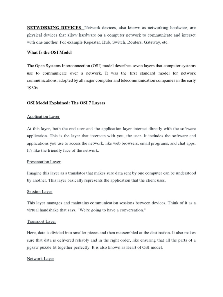 Networking Devices Network Devices Pdf Computer Network Osi Model