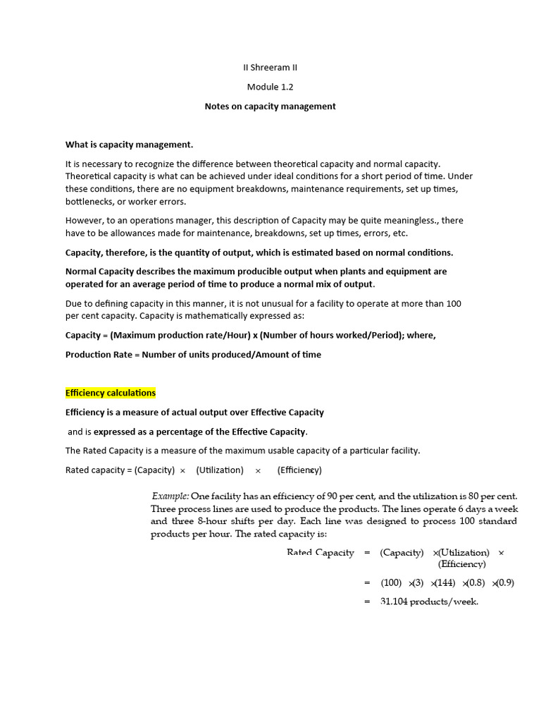 Production Capacity Module 1 | PDF