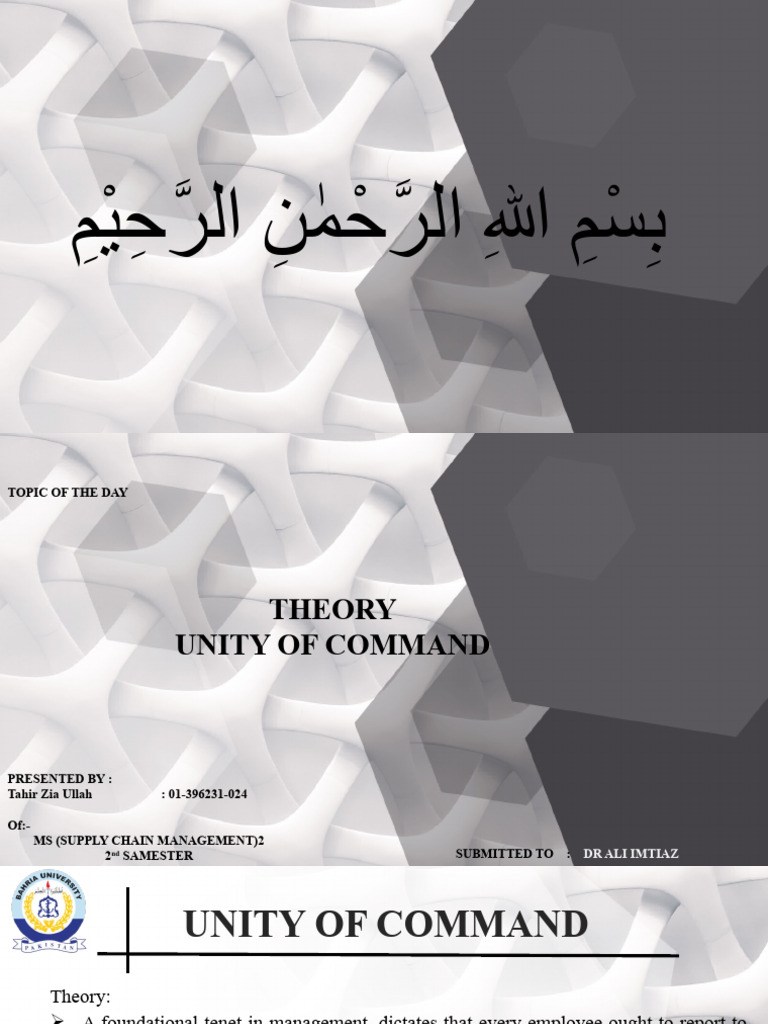 Theory Unity of Command | PDF