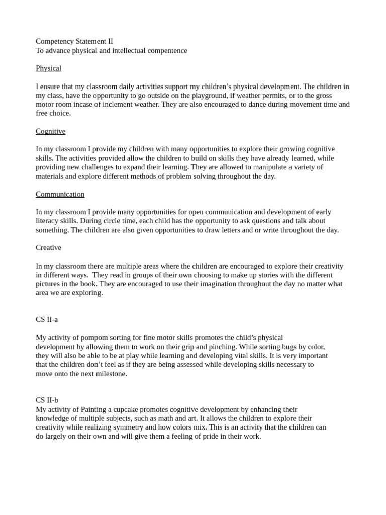Competency Statement II | PDF | Creativity | Classroom