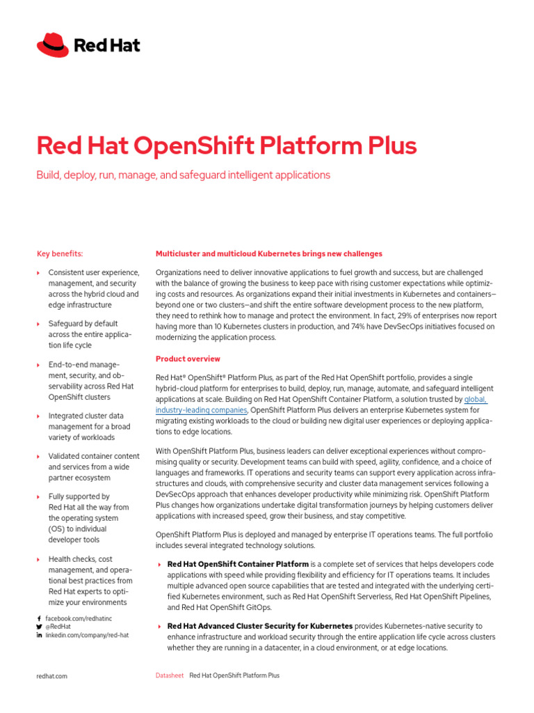 Openshift Plus | PDF | Cloud Computing | Red Hat