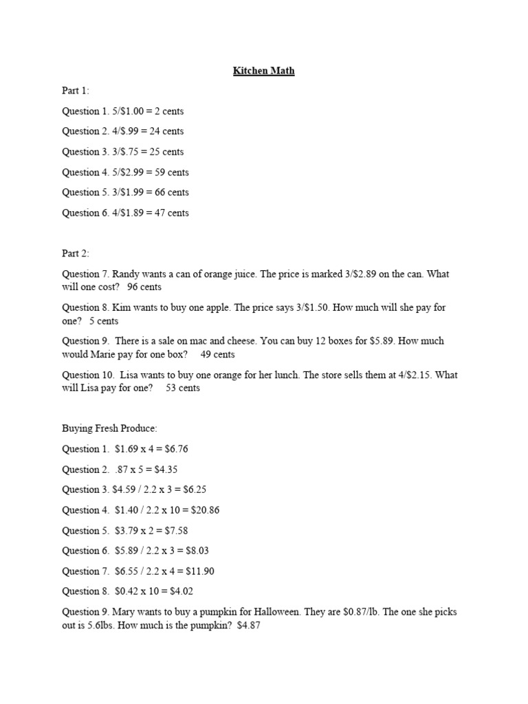 Kitchen Math #4 | PDF