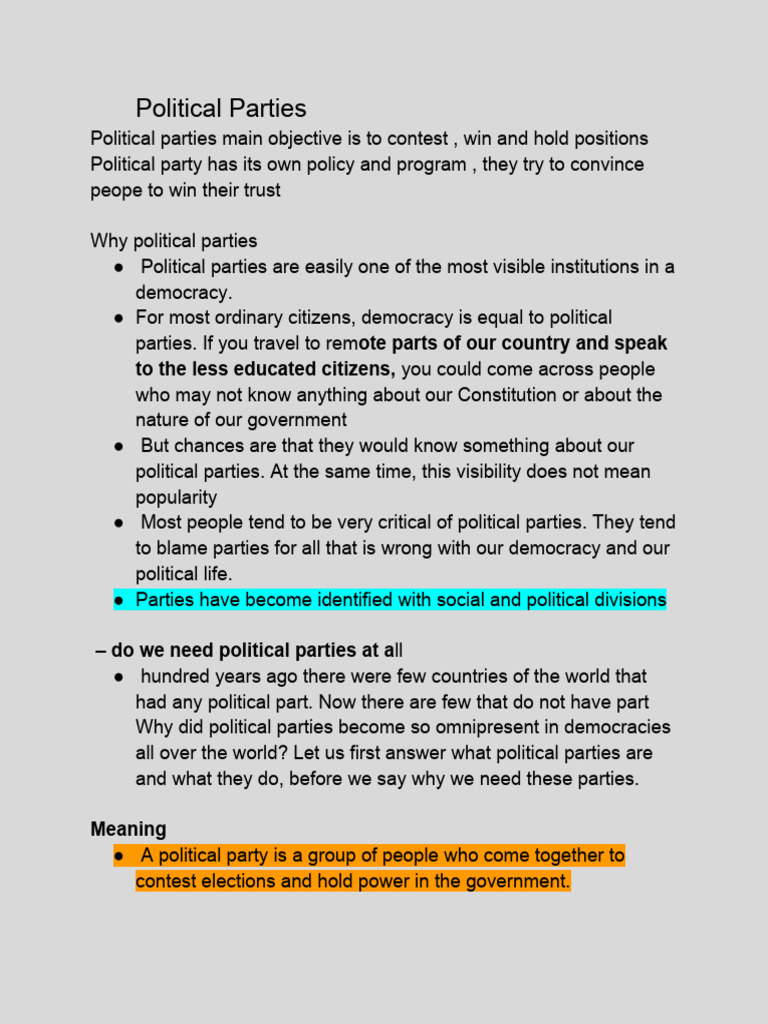 Political Parties | PDF | Political Parties | Elections