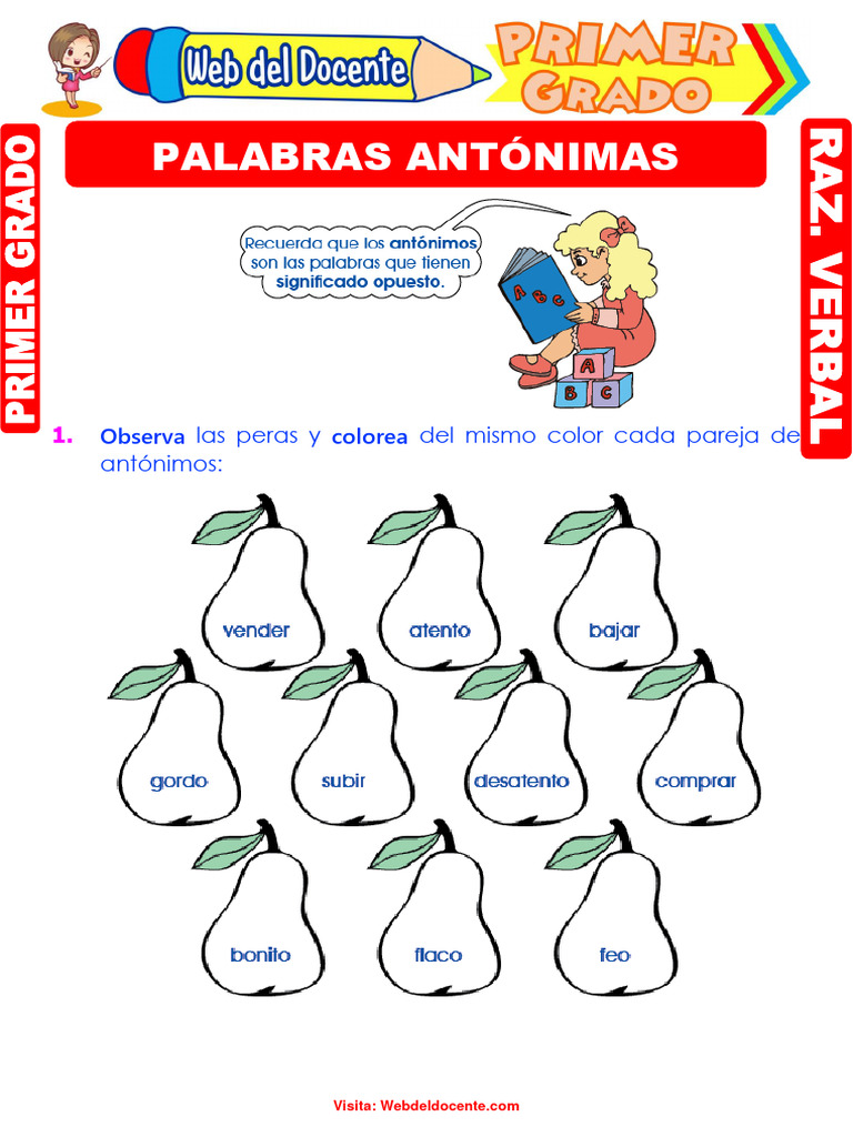 Actividades de Antónimos para Niños | PDF
