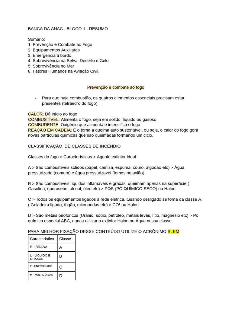Banca Da Anac - Bloco 1 - Resumo | PDF | Ciências e Matemática