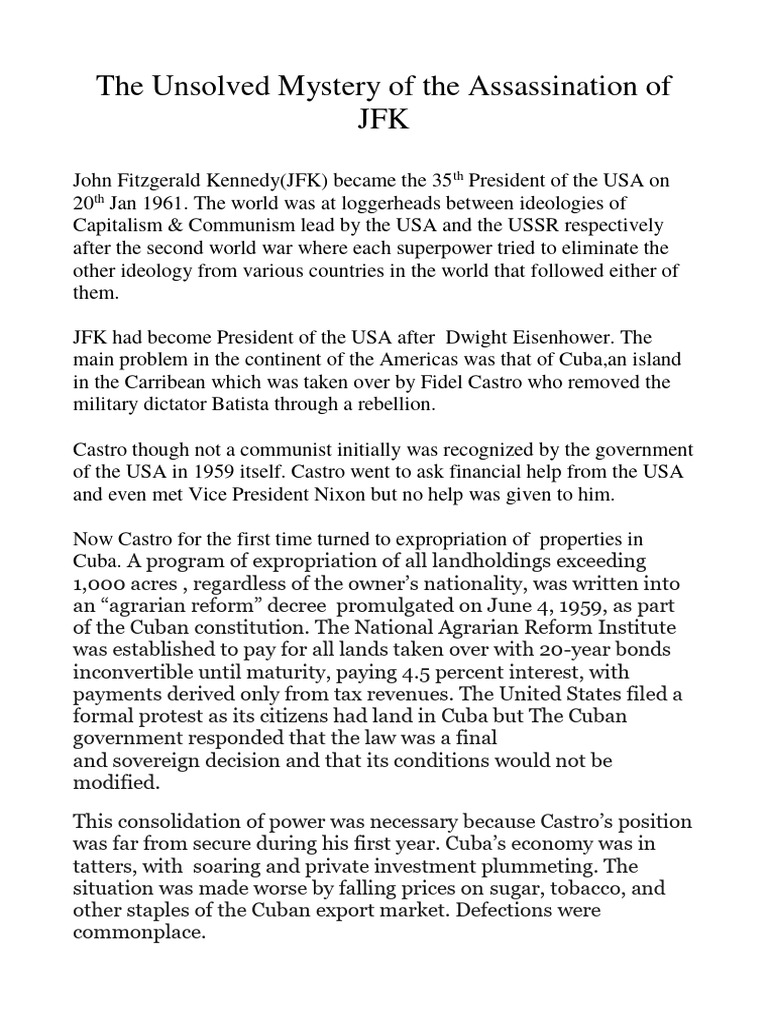 JFK Unsolved Mystery | PDF | John F. Kennedy | Assassination Of John F. Kennedy