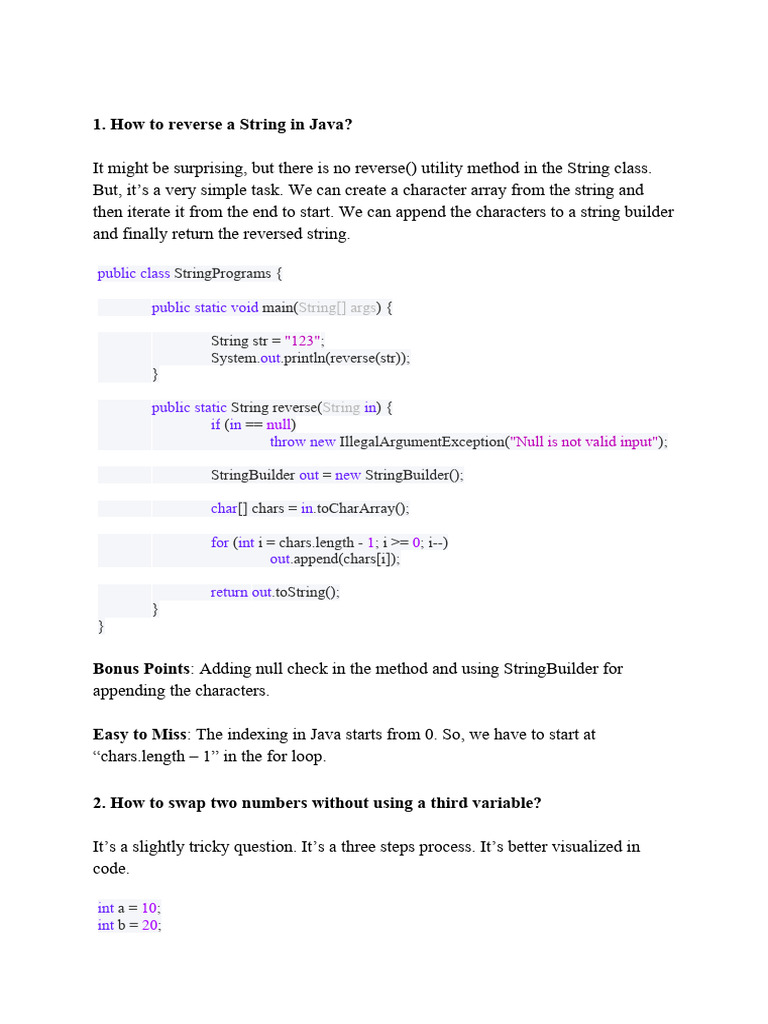 Java Technical Programming Questions With Answers Pdf Anonymous Function Method Computer