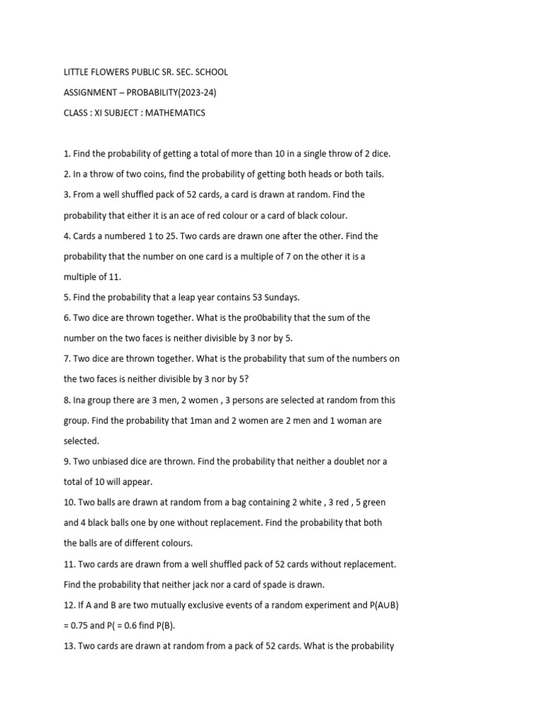 Assignment of Probability | Download Free PDF | Probability | Gaming