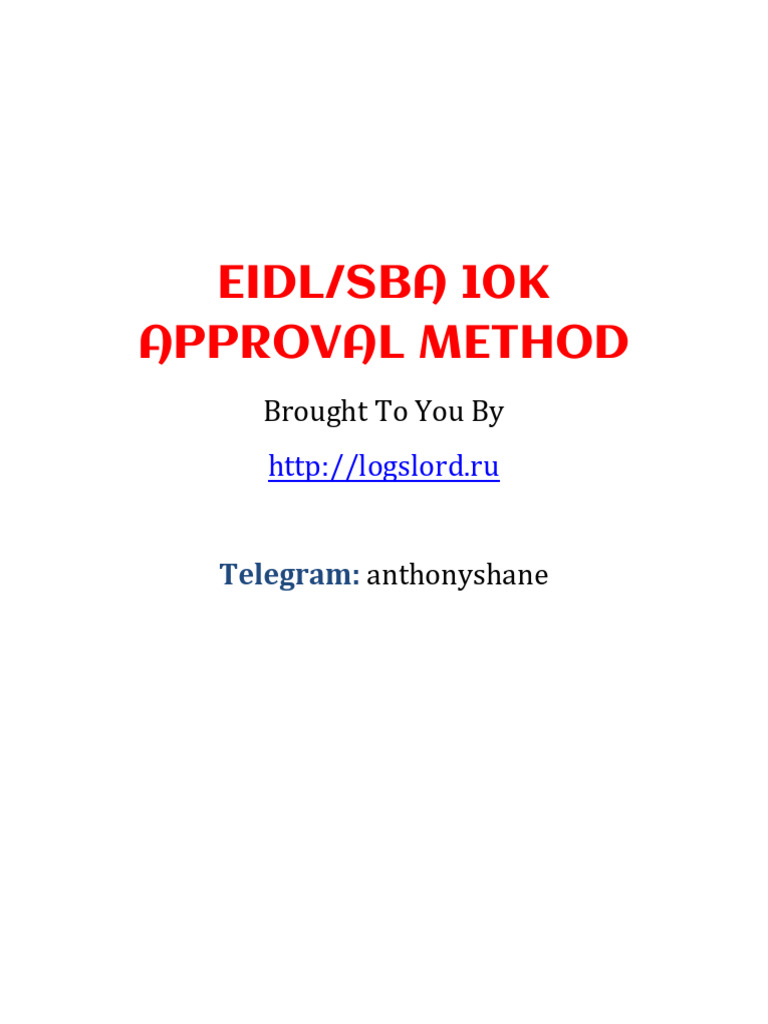 Eidl-Sba 10K Approval Method | PDF