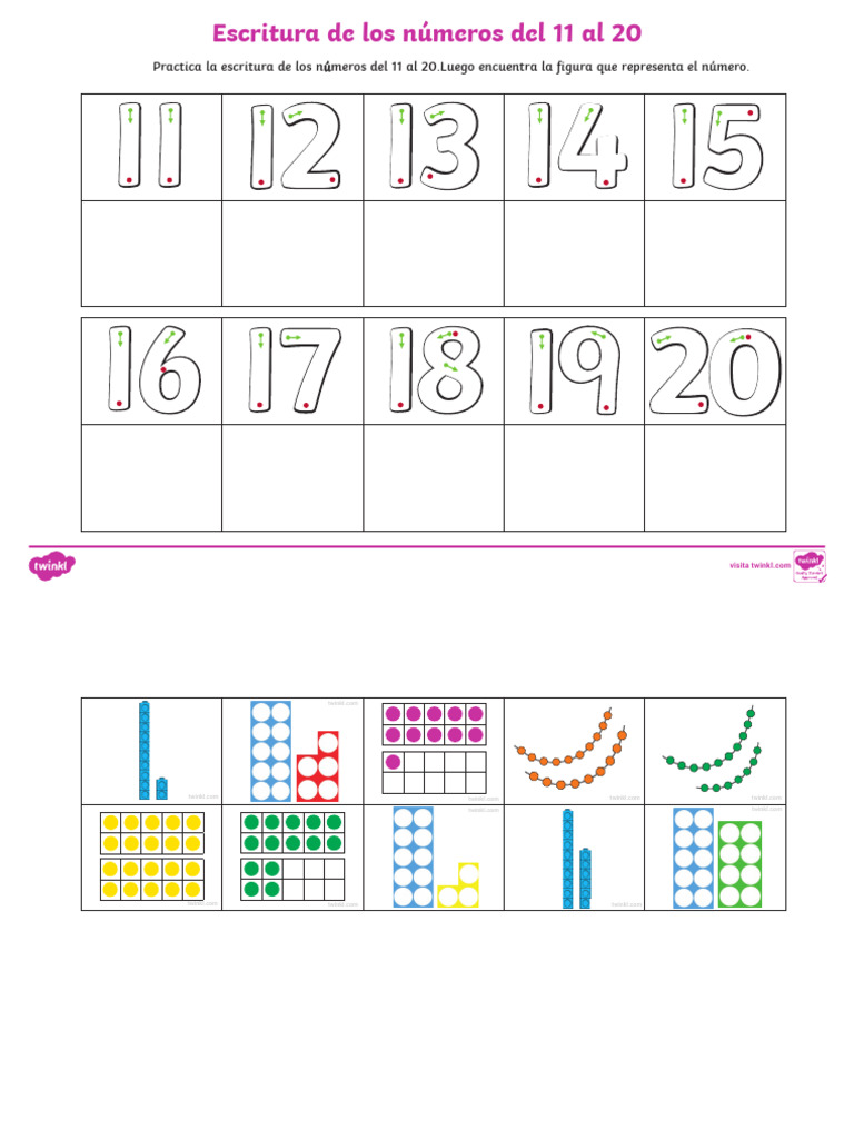 Ficha de Actividad Escribir Los Números Desde 11 Hasta 20 | PDF