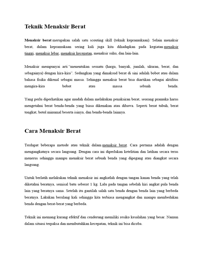 Teknik Menaksir Berat | PDF