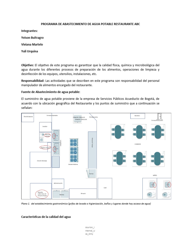 Programa de Abastecimiento de Agua Potable Restaurante Abc | PDF | Agua ...