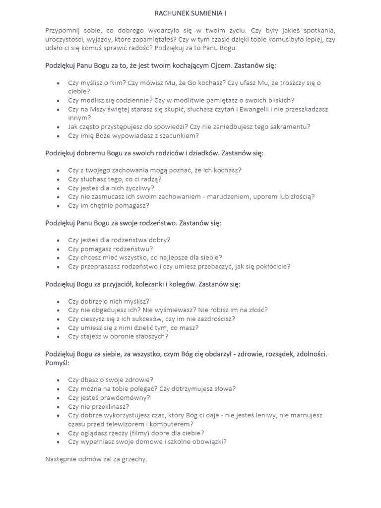 Rachunek Sumienia | PDF