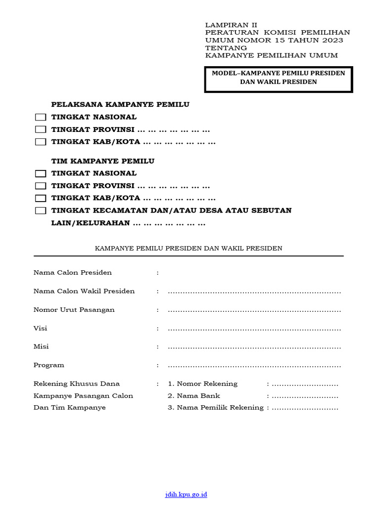Model - Kampanye Pemilu Presiden Dan Wakil Presiden | PDF