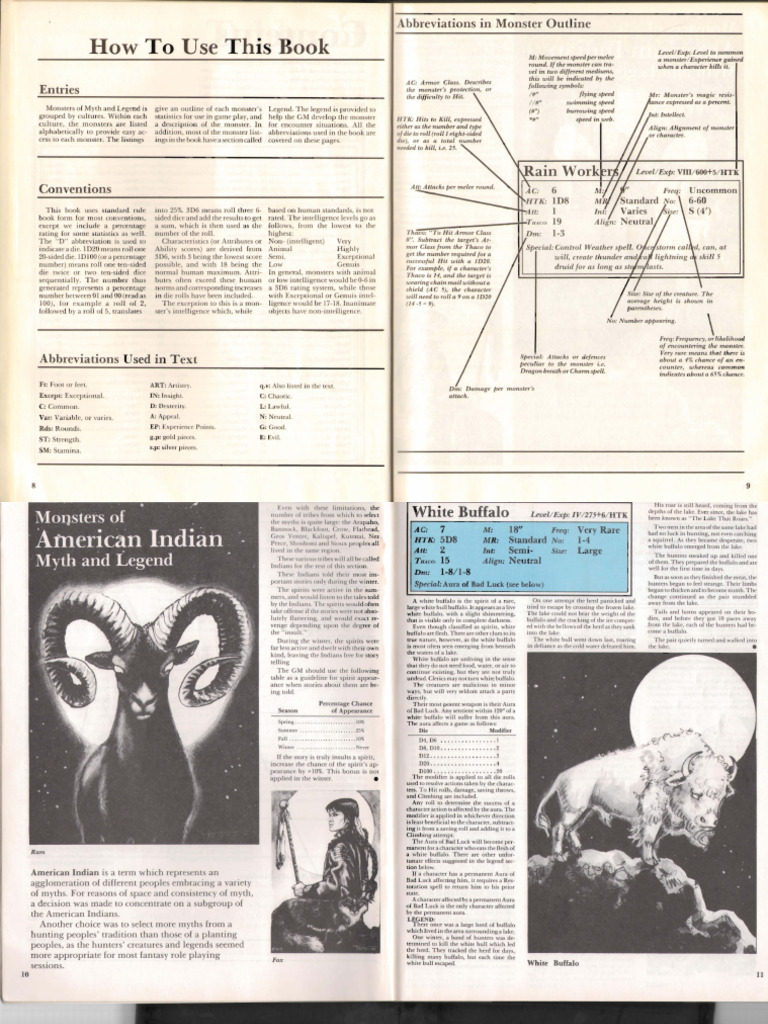 Role Aids 724 Monsters of Myth Amp Legend | PDF | American Bison