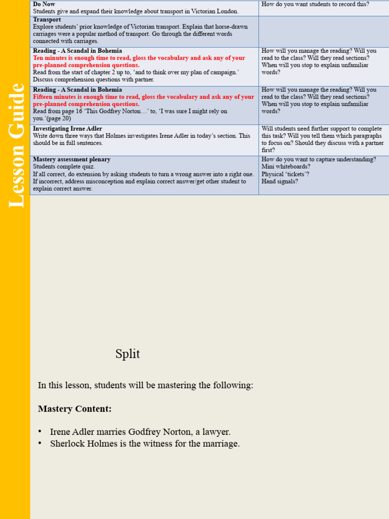 Lesson 9 A Scandal in Bohemia Part 3 - Irene Adler Continued | PDF ...