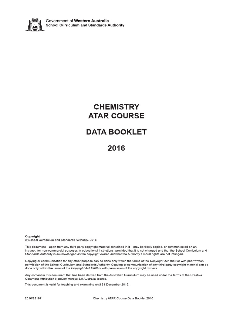 Chemistry Data Book 2016 | PDF