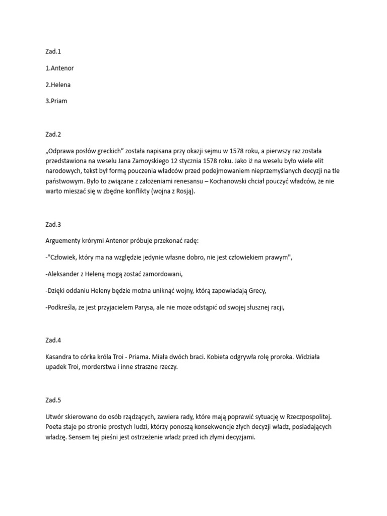 Test Odprawa Posłów Greckich | PDF