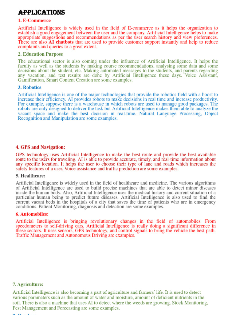 AI Applications | PDF | Artificial Intelligence | Intelligence (AI) & Semantics