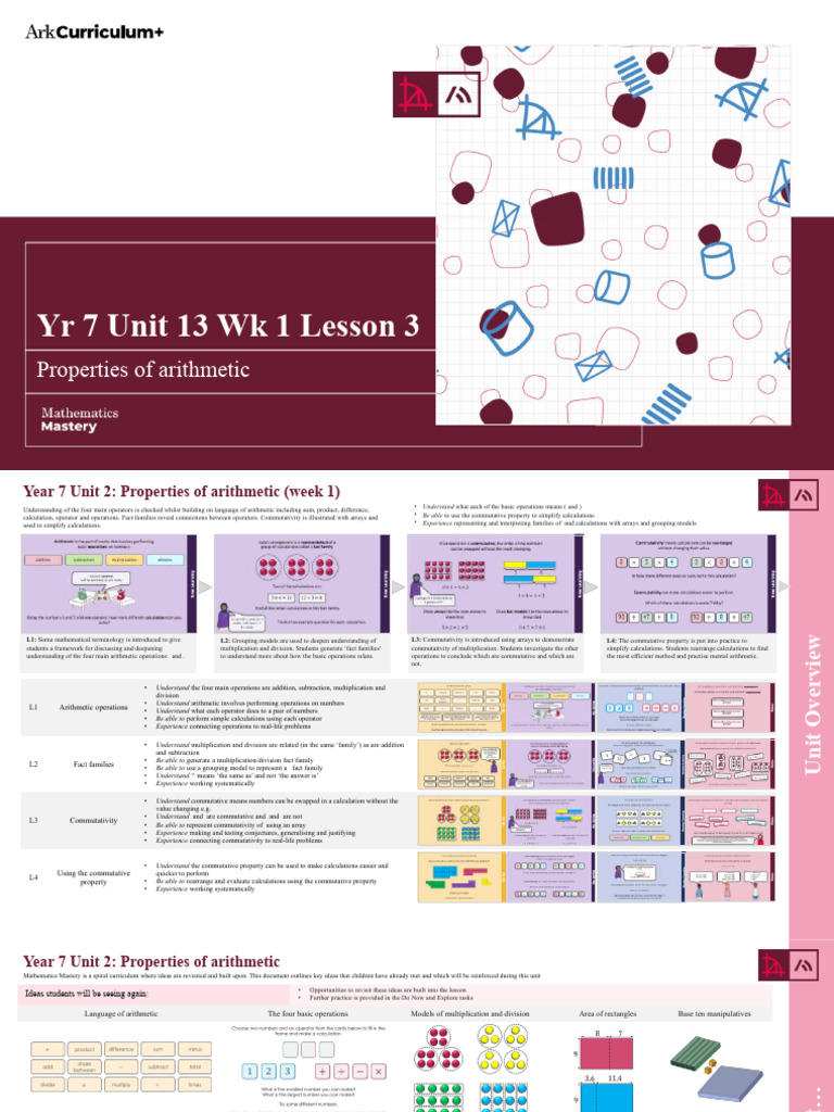 U13Y7L3 - Properties - of - Arithmetic 3 | PDF | Mathematics | Learning