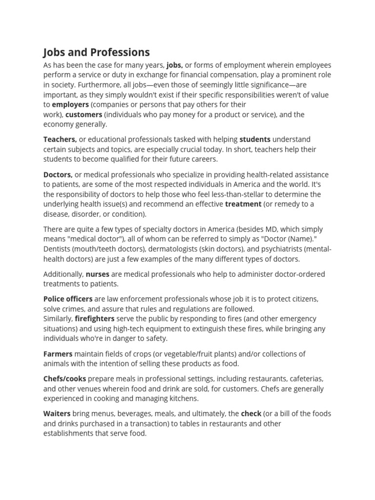 Jobs and Professions | PDF