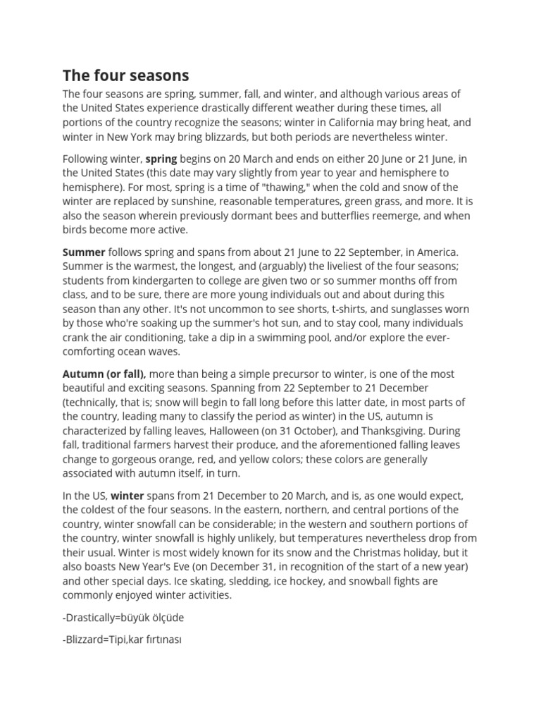 The Four Seasons | PDF | Autumn | Earth Phenomena